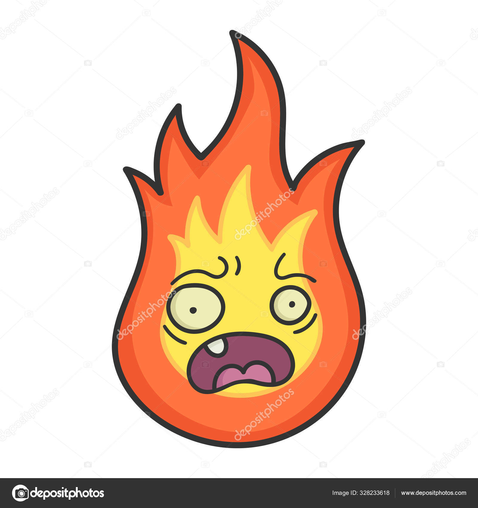 Worried fireball cartoon illustration Stock Vector by ©Mictoon 328233618
