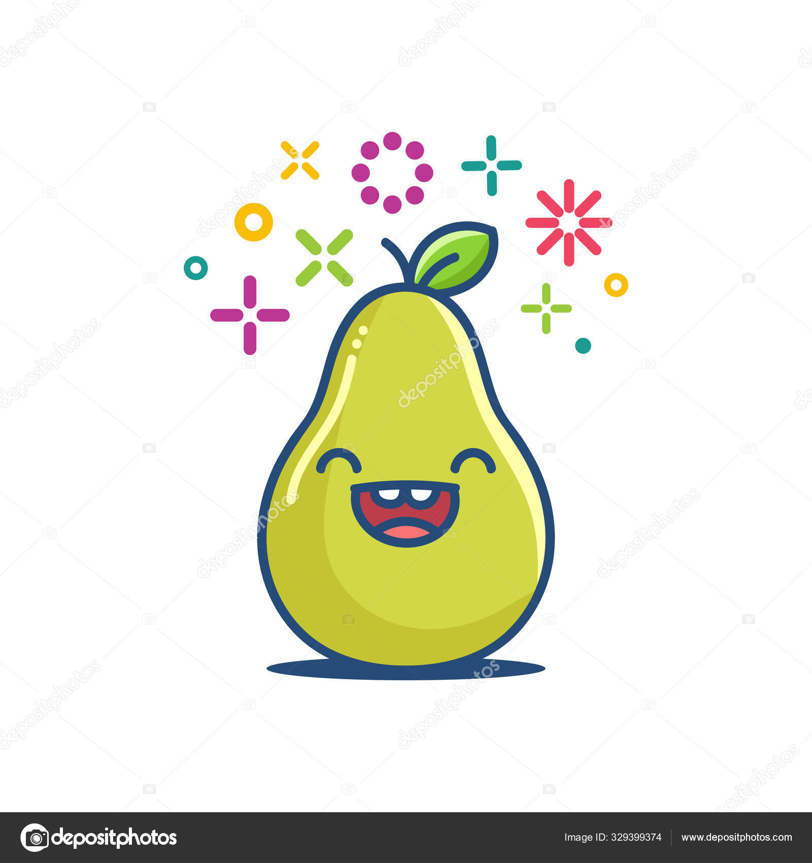 Pear fruit smiling kawaii emoticon cartoon illustration Stock Vector by ...