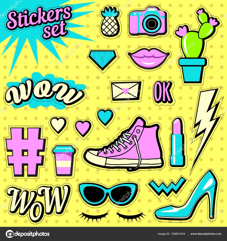 Stickers set. Cartoon patch badges Stock Vector Image by ©gurZZZa ...