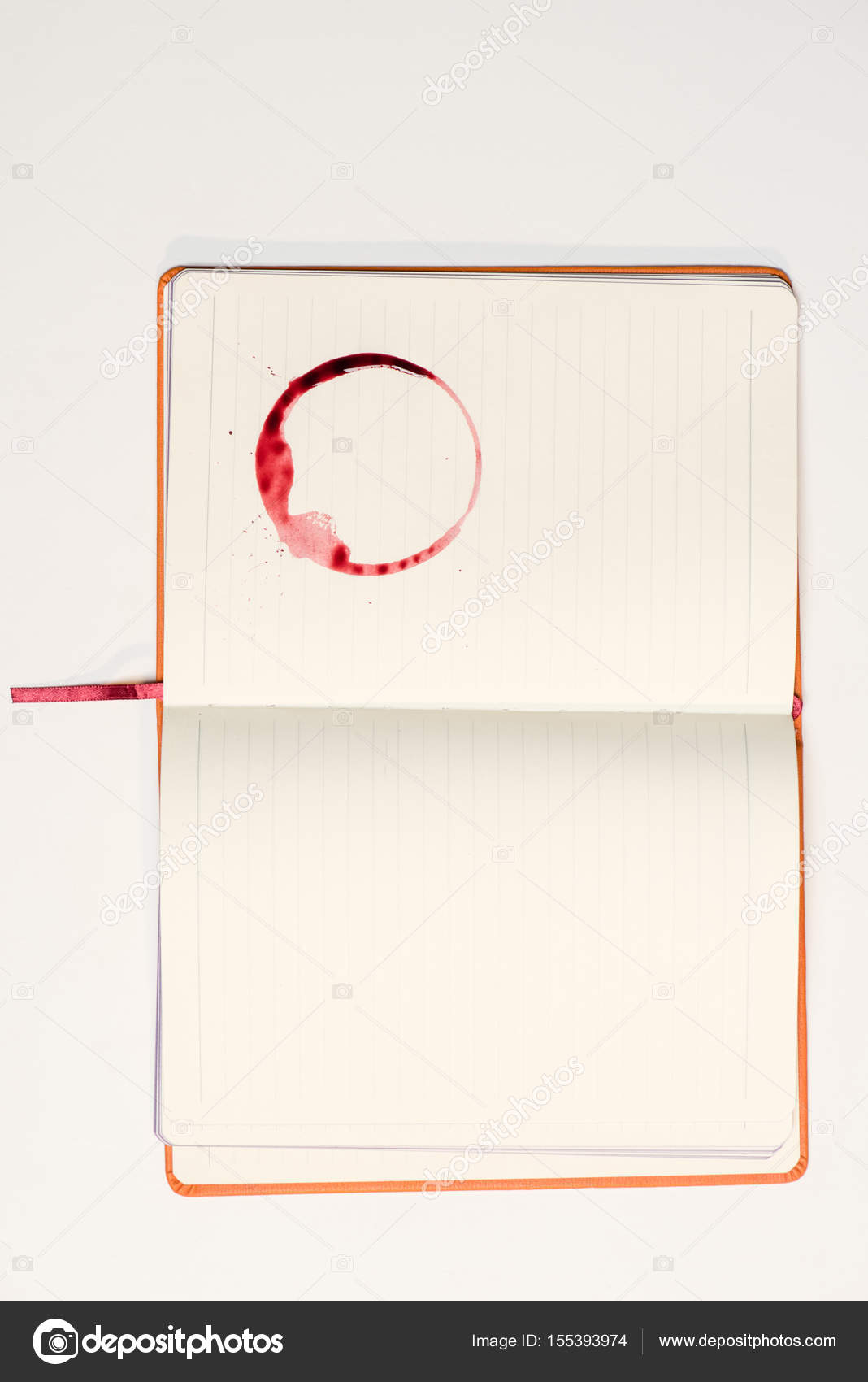 Blank notebook with red wine stain — Stock Photo © alebloshka #155393974