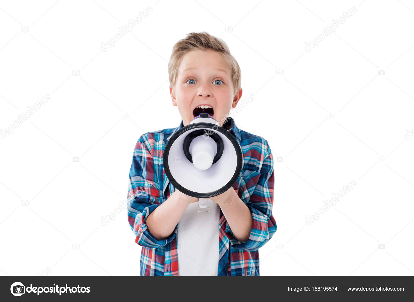 Little child with megaphone — Stock Photo © alebloshka #158195574