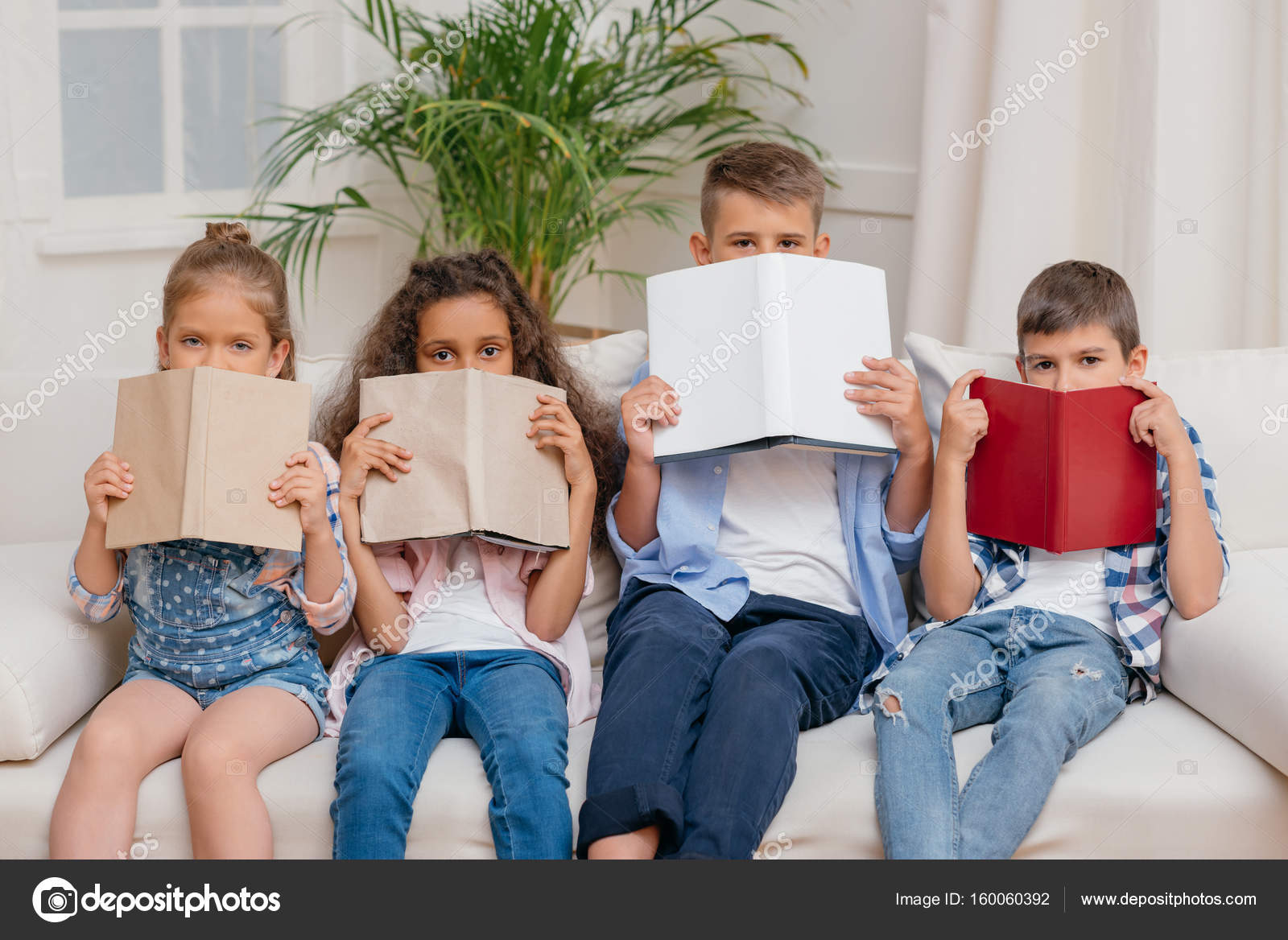 Children with books at home — Stock Photo © alebloshka #160060392