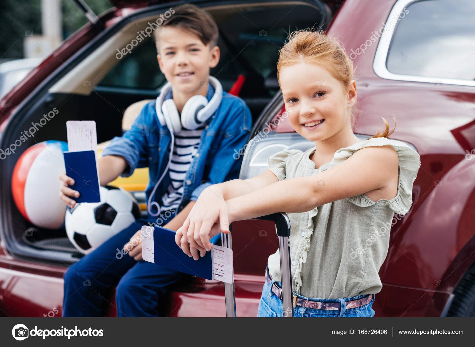 Kids with flight tickets — Stock Photo © alebloshka #168726406