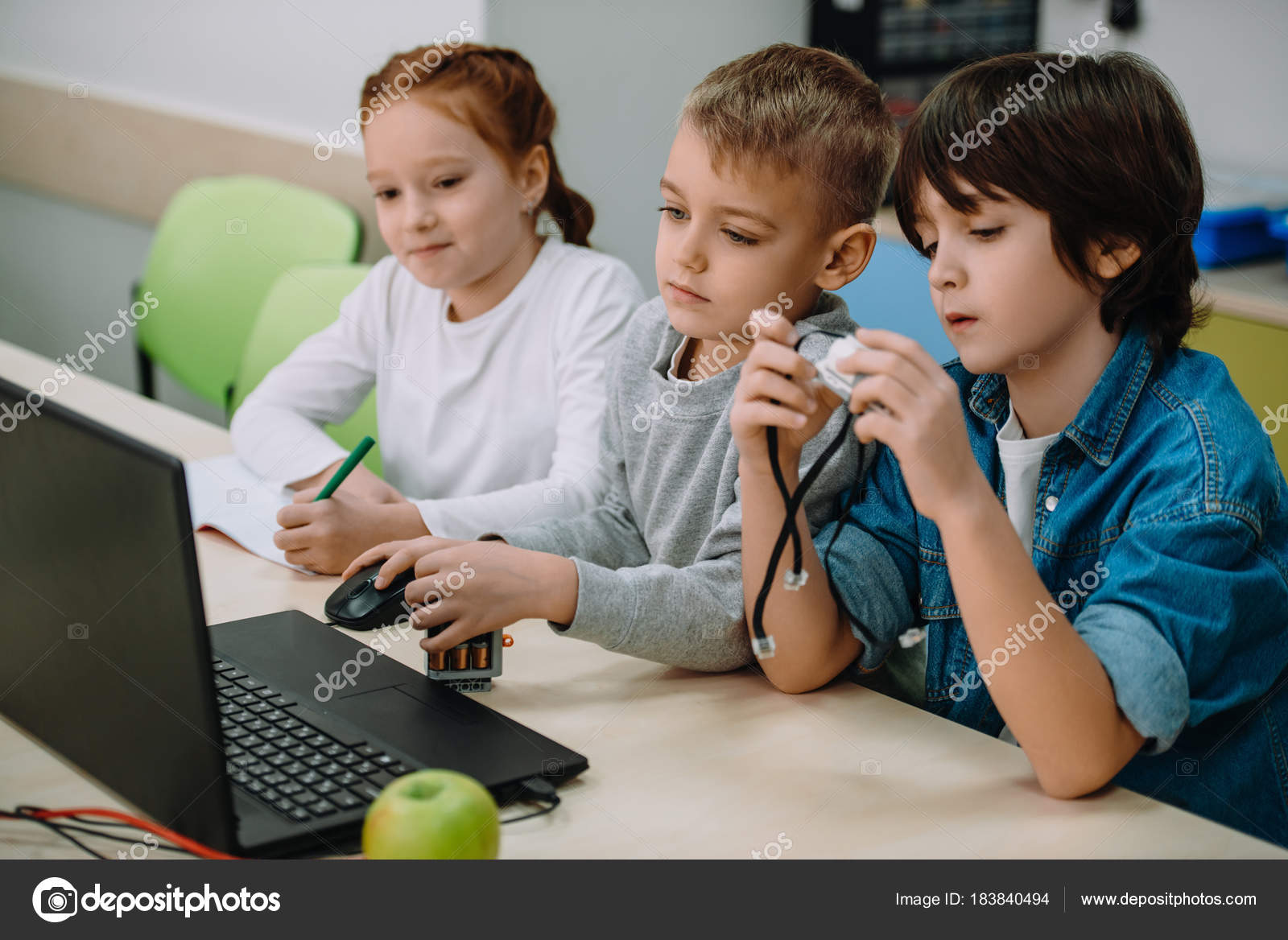 Children Working Together Computer