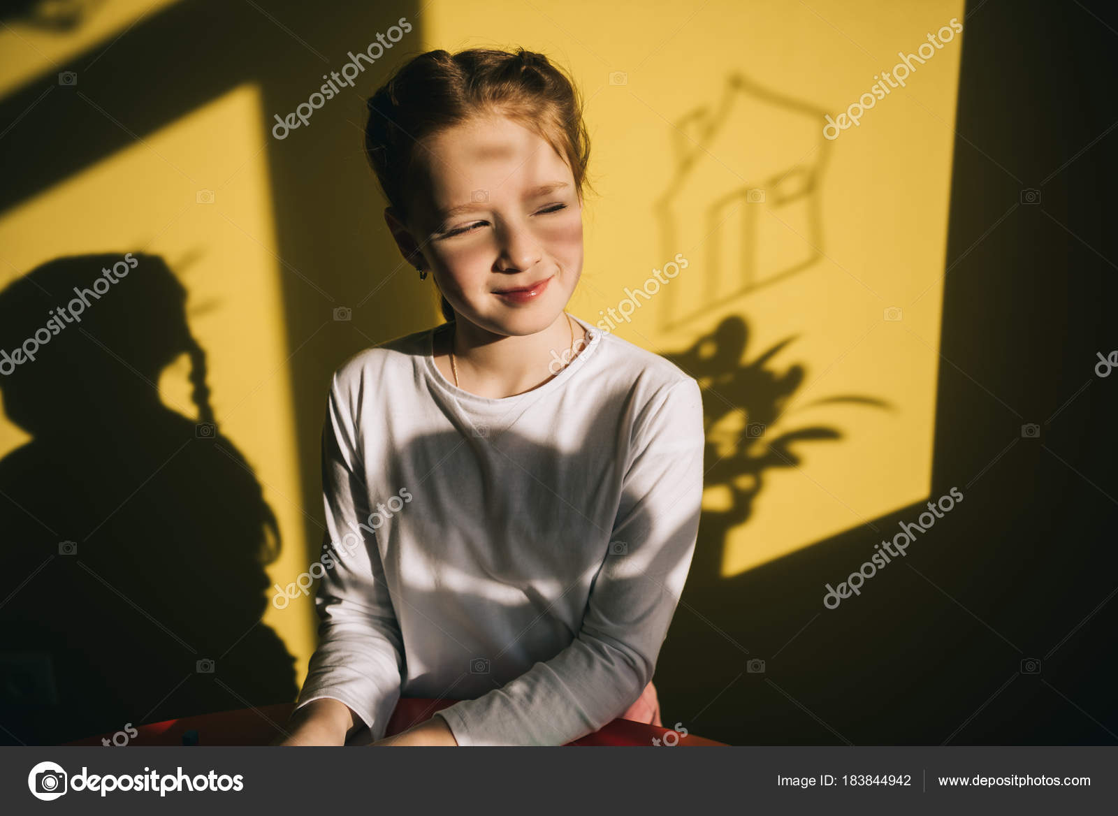 Smiling Little Child Indoor Sunset Light Stock Photo by ©alebloshka ...