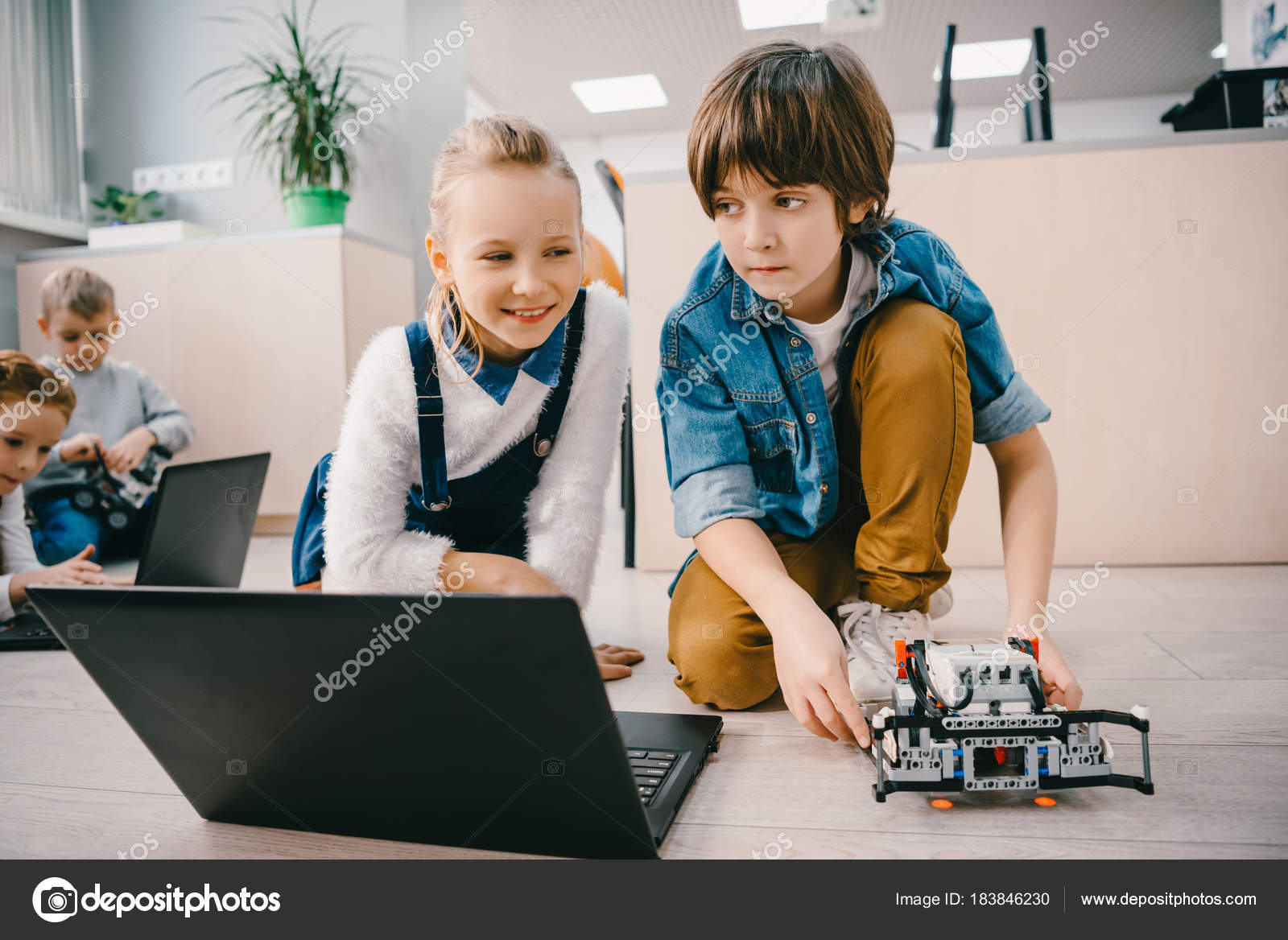 Kids Programming Robot Floor Machinery Class — Stock Photo © alebloshka ...