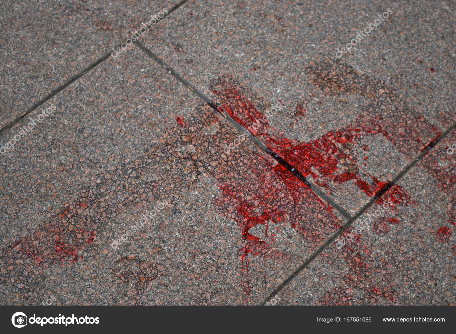 Blood stain left on a tile at the place of crime scene — Stock Photo ...