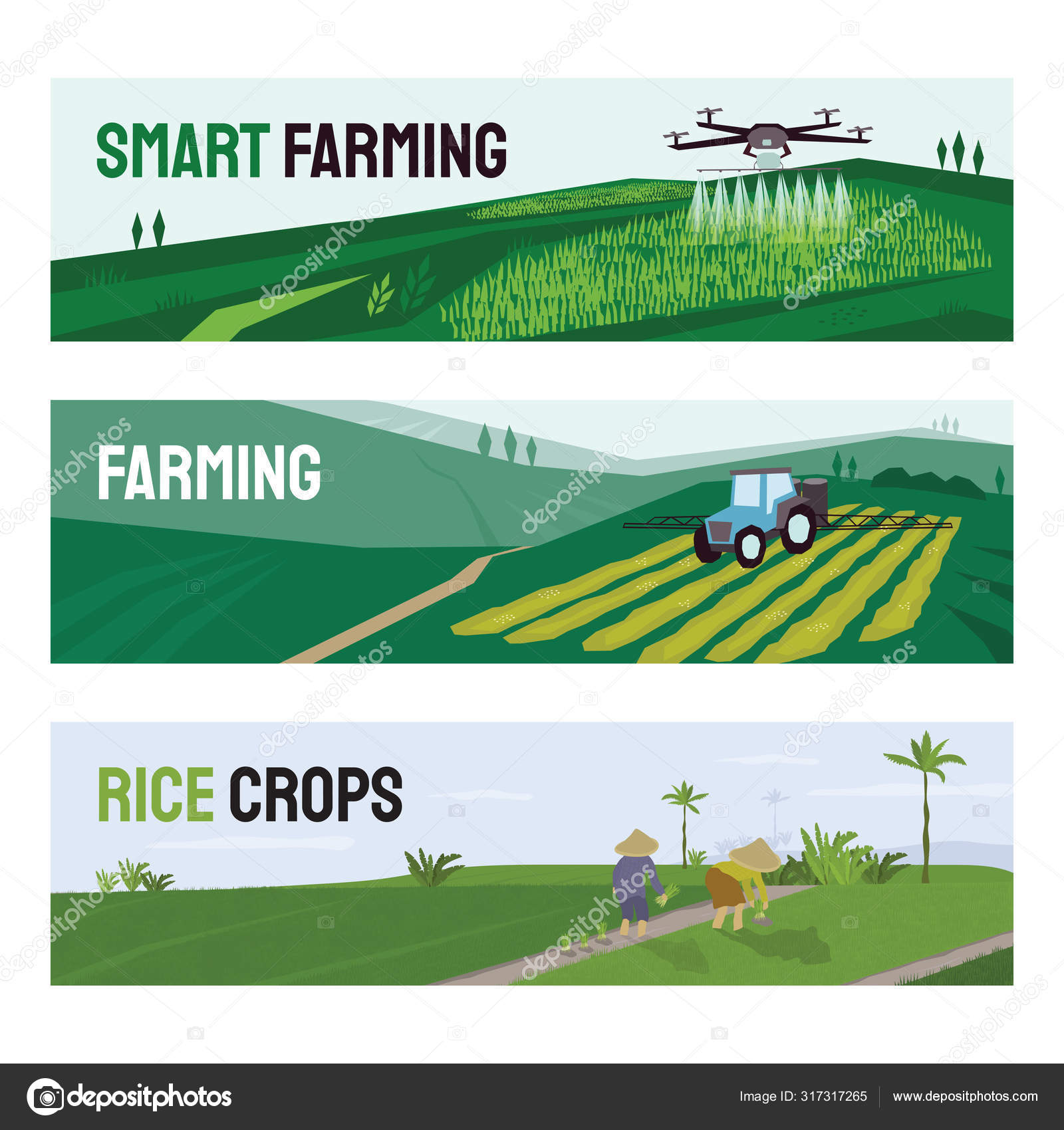 Illustrations of smart farming, rice crops, agriculture Stock Vector ...