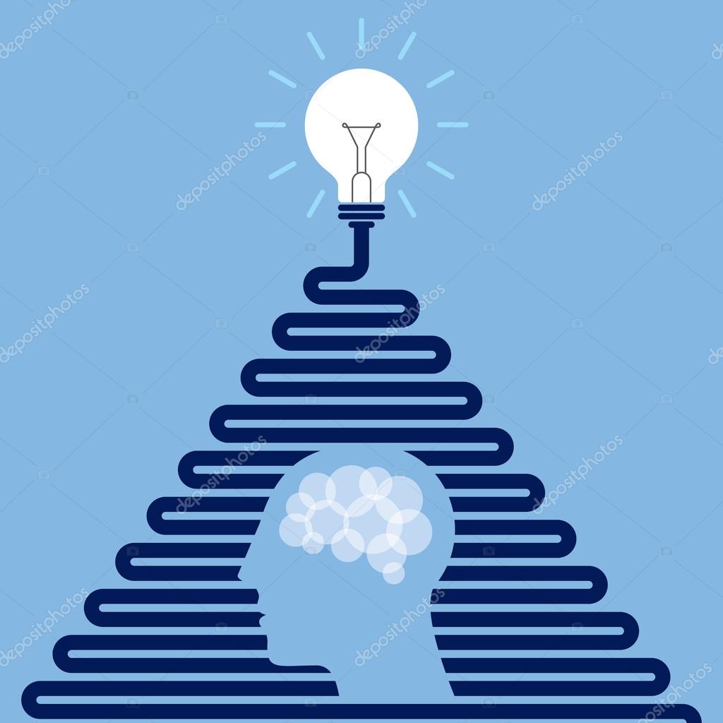 Cabeza humana pensando en una nueva idea vector, gráfico vectorial ...