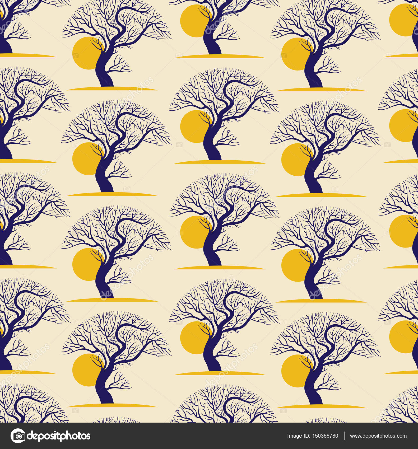 Suns and abstract trees Stock Vector by ©arrtfoto 150366780