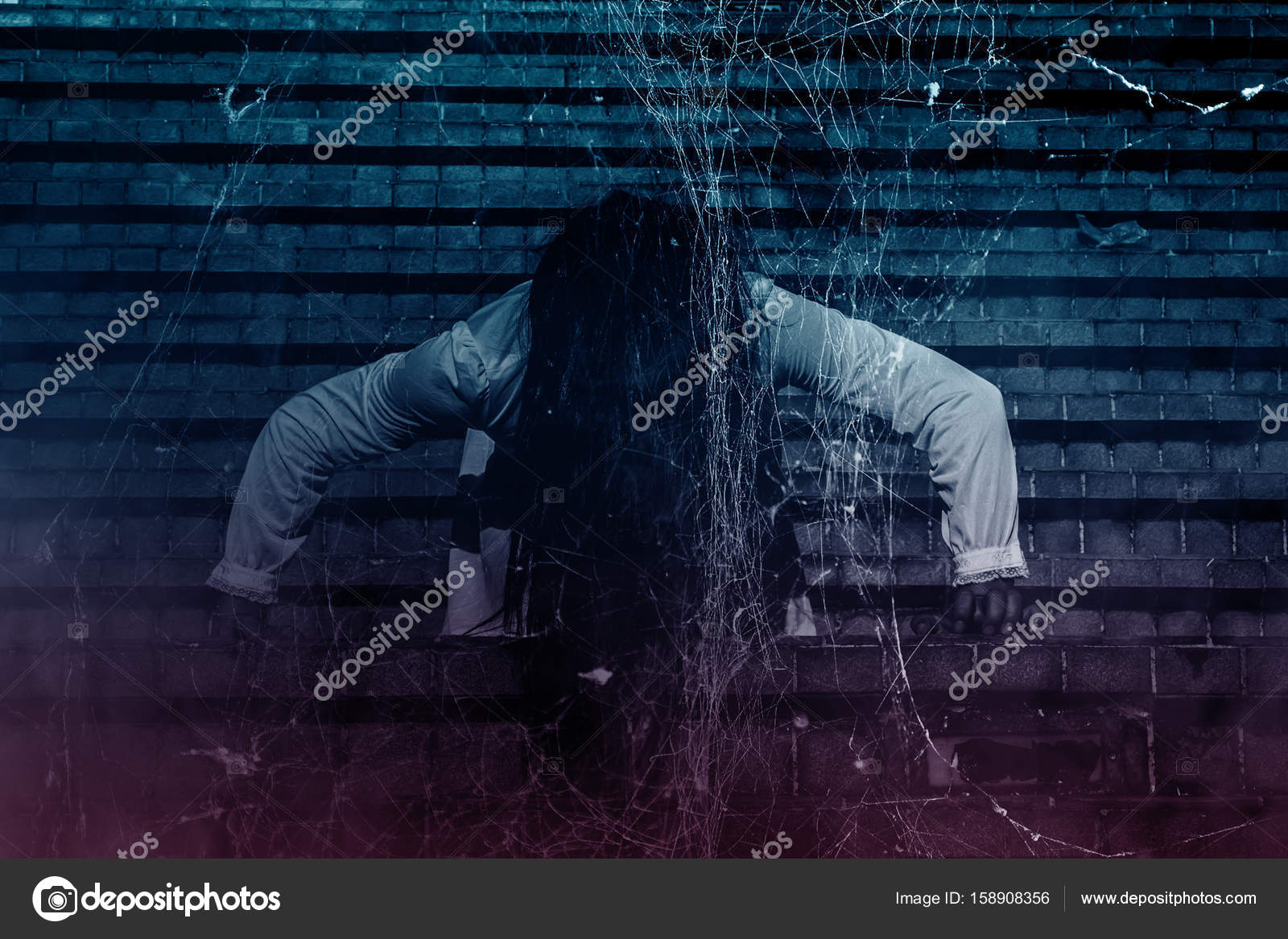 Ghost in haunted house,Scary background for book cover Stock Photo by ...