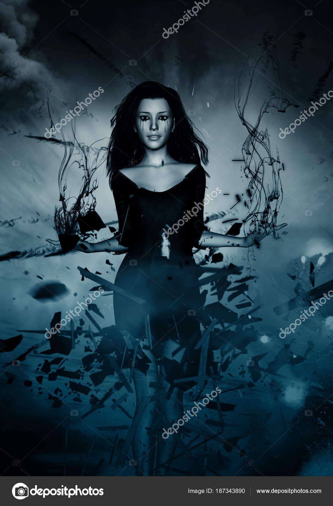 Forms of the devil,3d illustration concept background,Mixed medi Stock ...