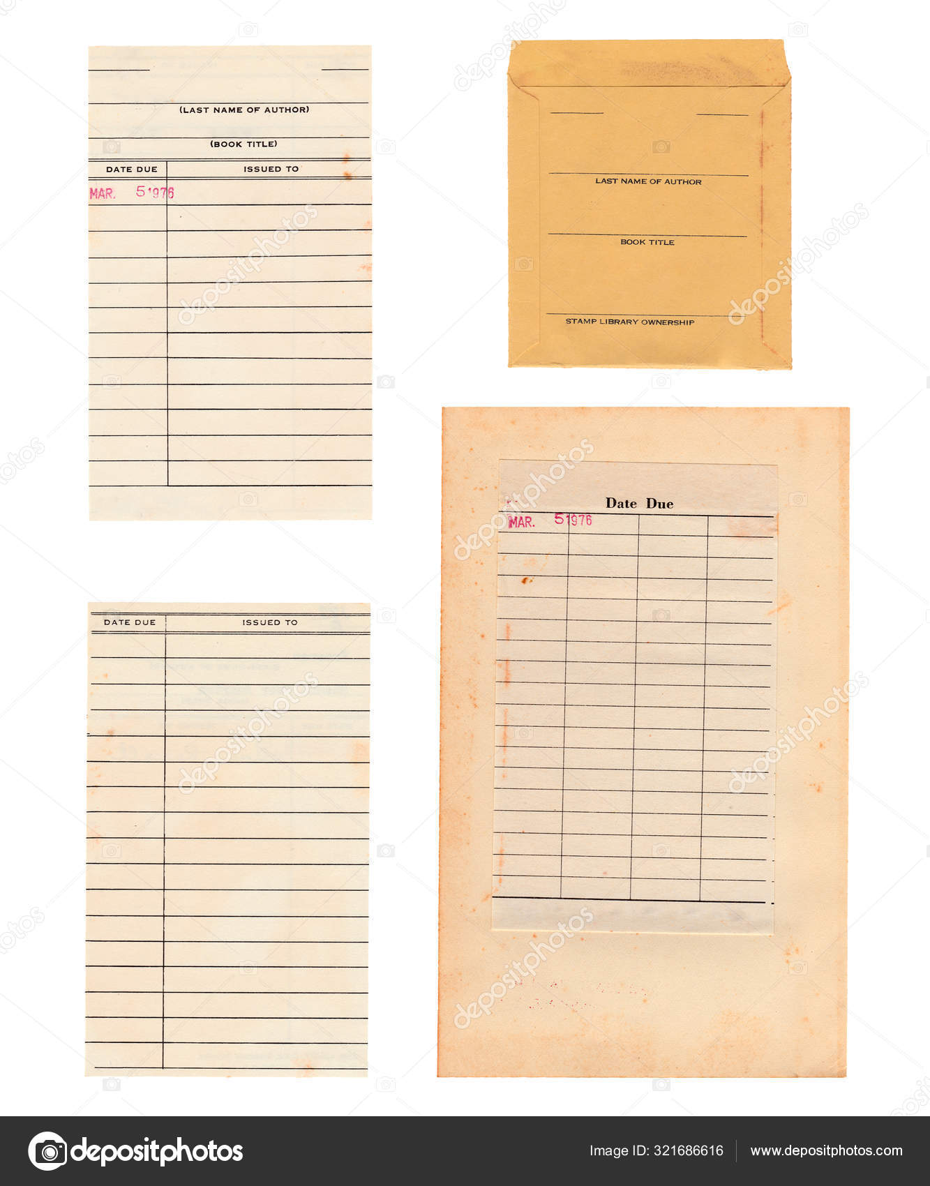 Library Card Set from 1976 Stock Photo by ©happiehippiechickdesigns ...