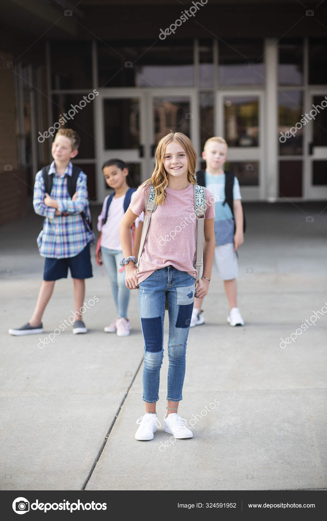 Elementary School Students Walking