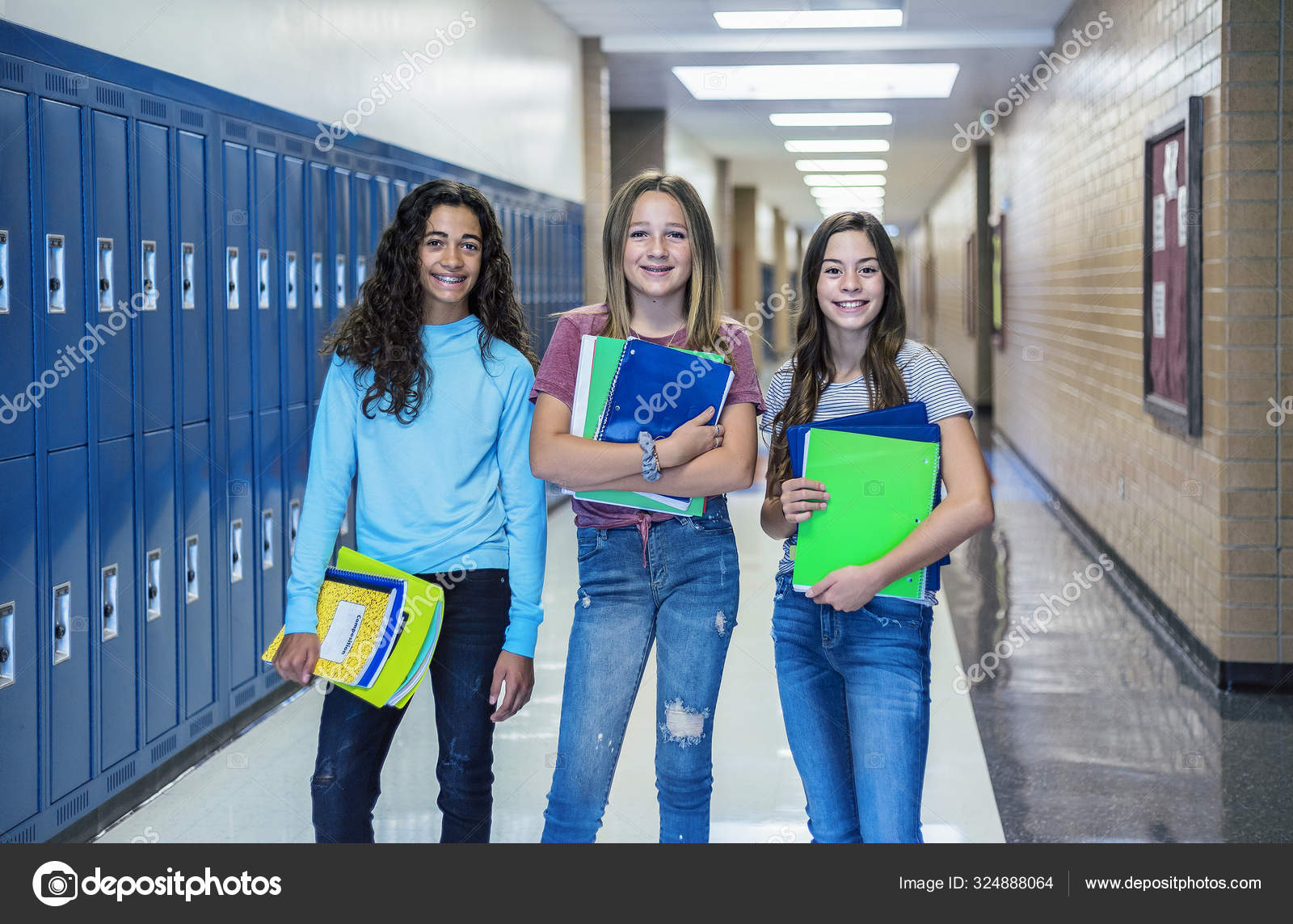 High School Hallway With Kids