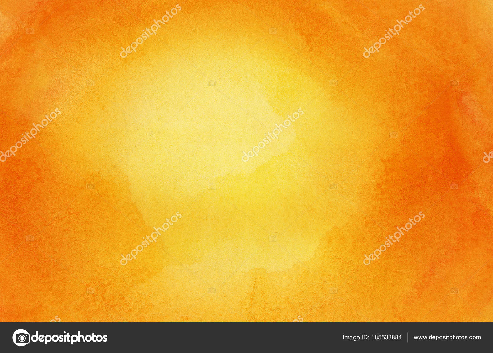 Abstract bright orange sun, watercolor background, painted on ...