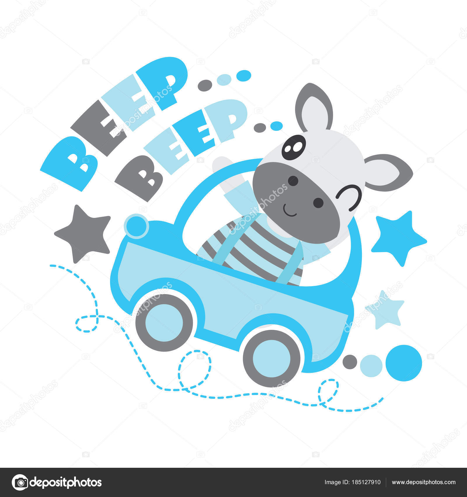 Mignon Garçon Zèbre Conduit Une Illustration Dessin Animé Vectoriel ...