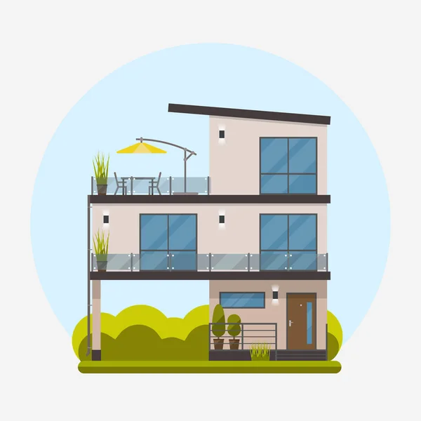 House cut with inside interior view, cartoon home section of three ...