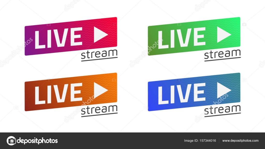 Vector Live Stream sign set, emblem, logo. Color gradient. Stock Vector ...