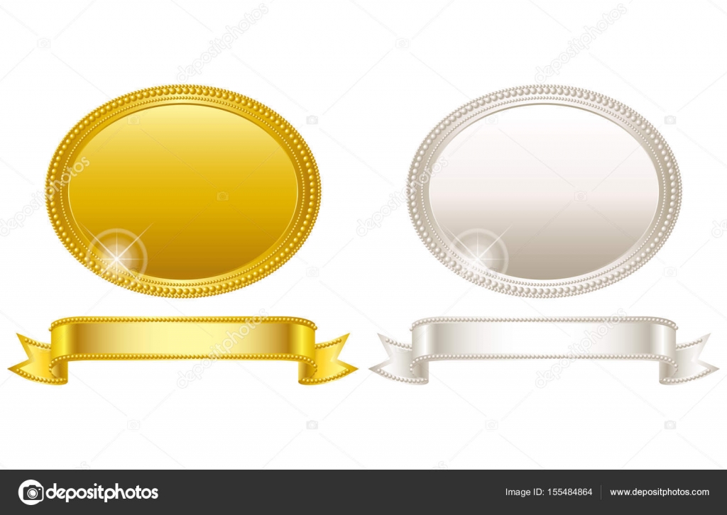 Medal. Gold and silver. Frame. — Stock Vector © alphabetMN #155484864
