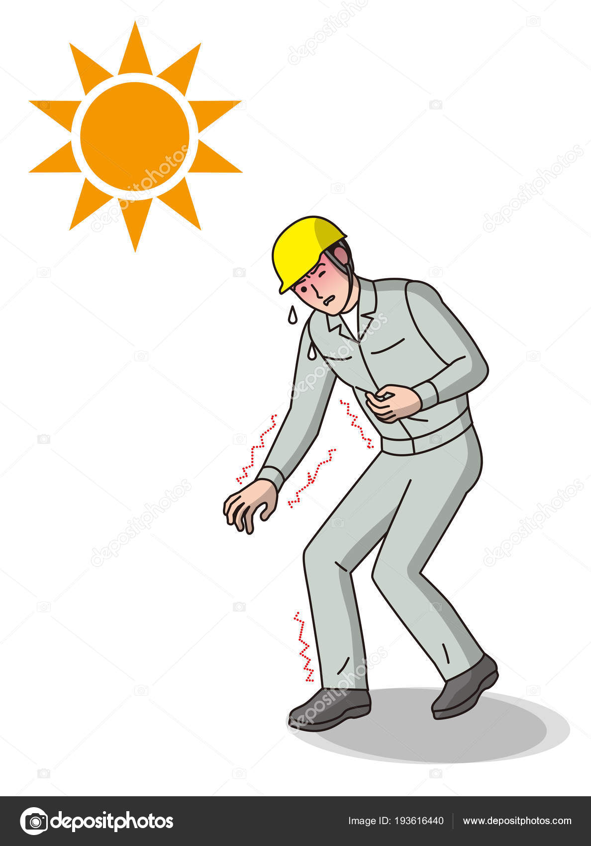 Worker Heat Stroke Stock Vector Image by ©alphabetMN #193616440