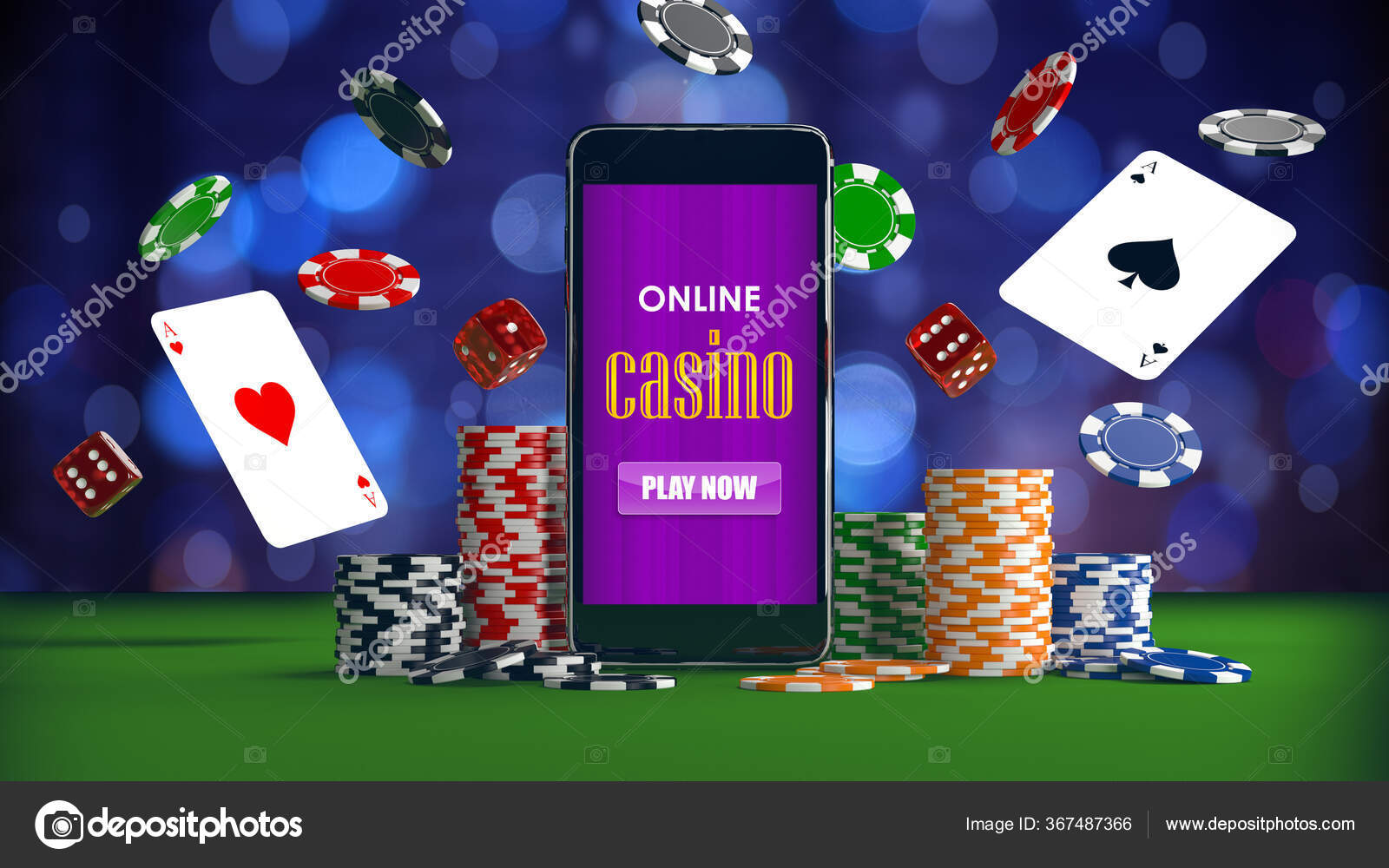 Online Casino Gambling Concept Smartphone Poker Chips Dice Cards ...