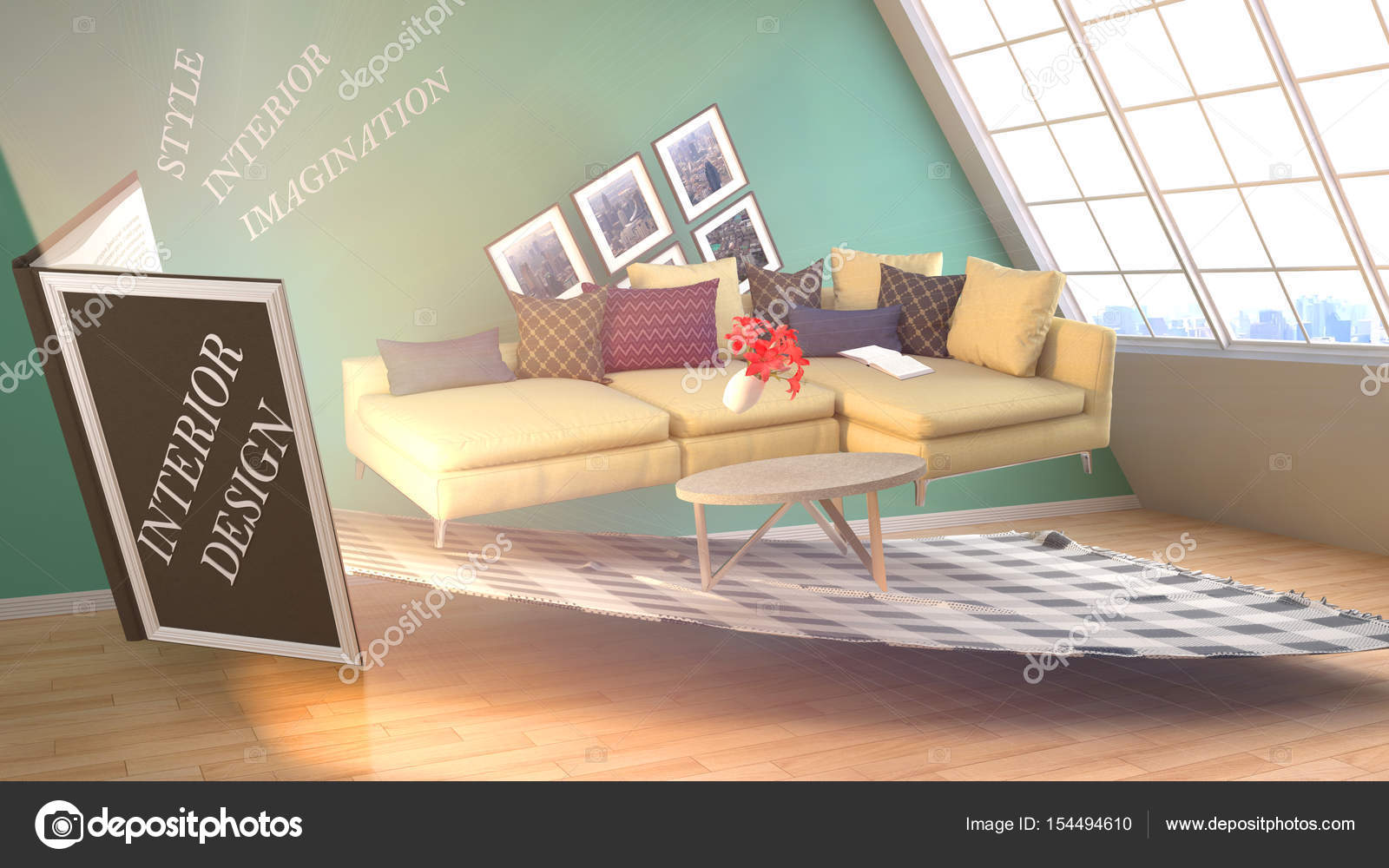 The concept of creating interior design. 3d illustration — Stock Photo ...