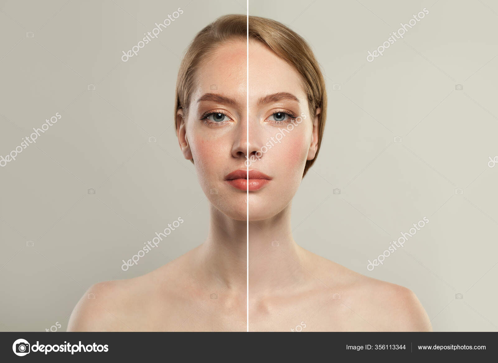 Young Model Woman Face Retouching Retouching Female Skin Make Makeup ...