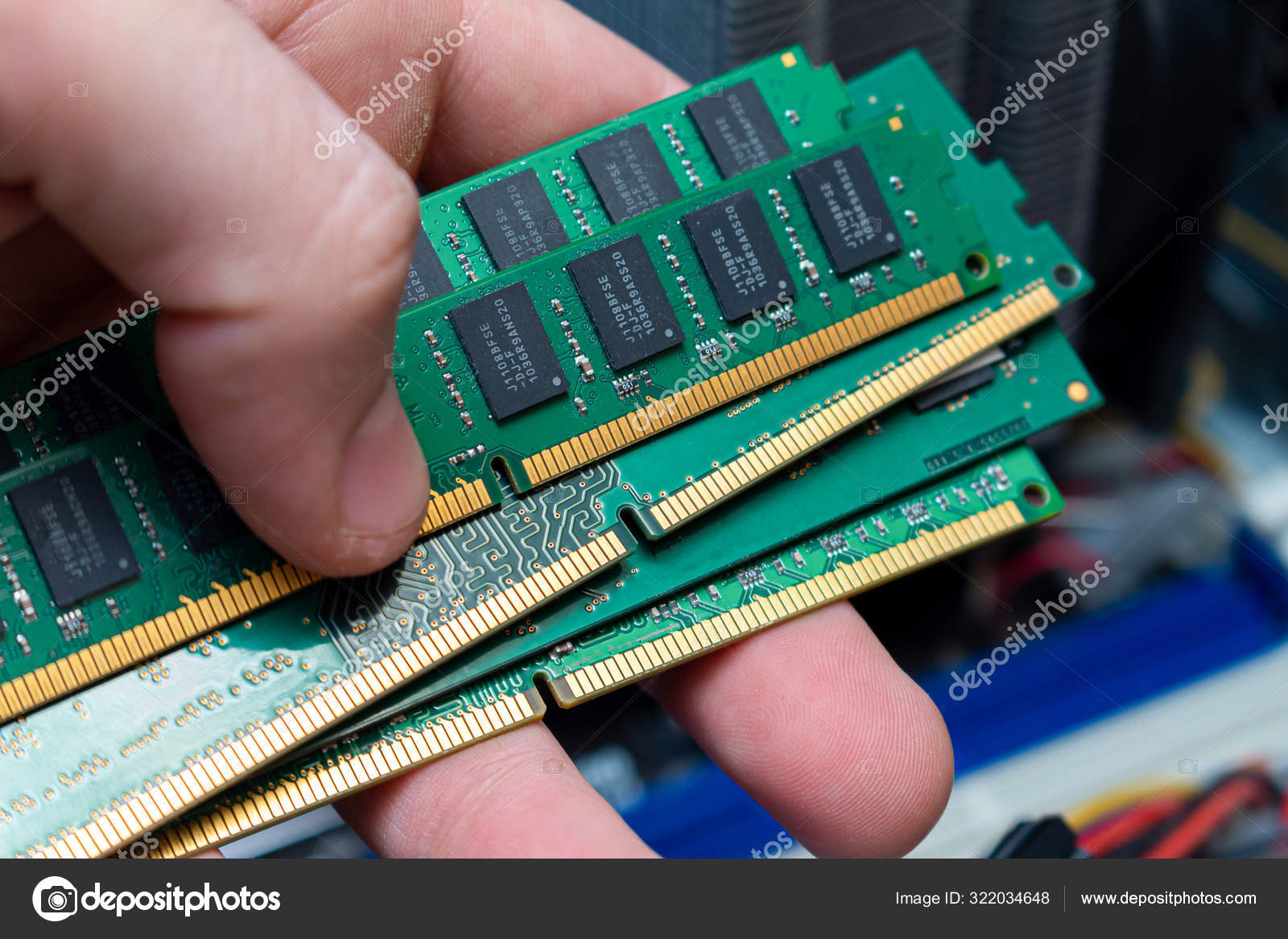 Installing Ddr Dimm Memory Assembling Personal Computer Service Hand Upgrade — Stock Photo ...