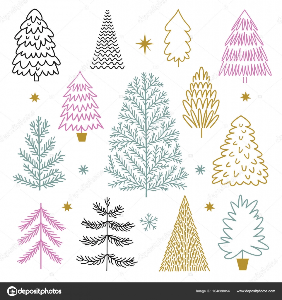 Set of different fir trees Stock Vector Image by ©Birdhouse #164888054