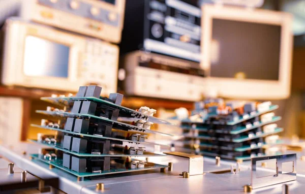 Microchips Stacked Top Each Other Metal Plates Manufacture Super Modern ...