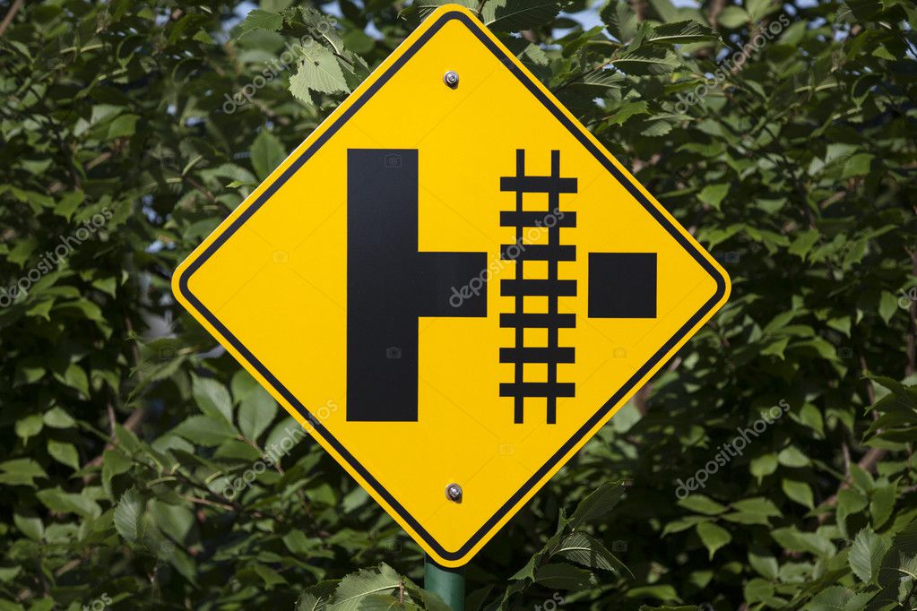 Yellow Railroad Crossing Sign
