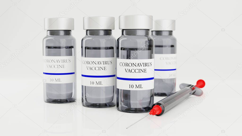 Inyección de vacunas y jeringas.Inmunización y tratamiento de la ...