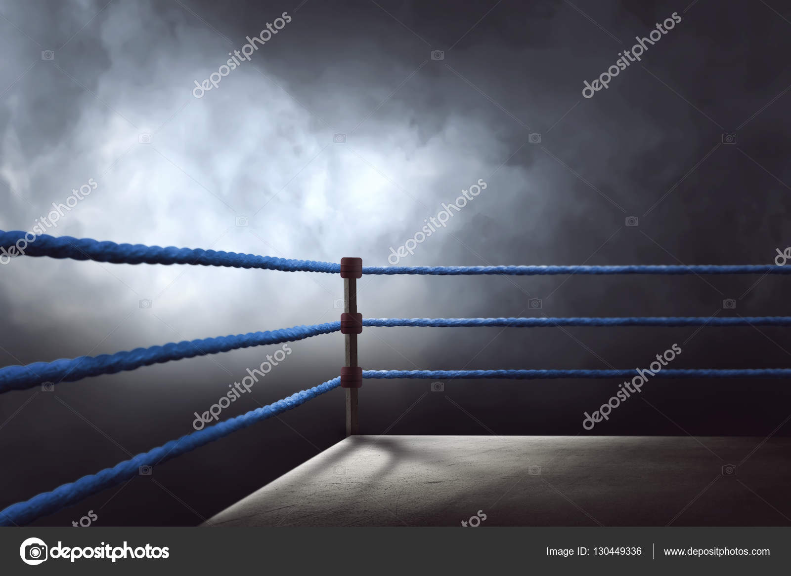 Empty Boxing Ring With Crowd