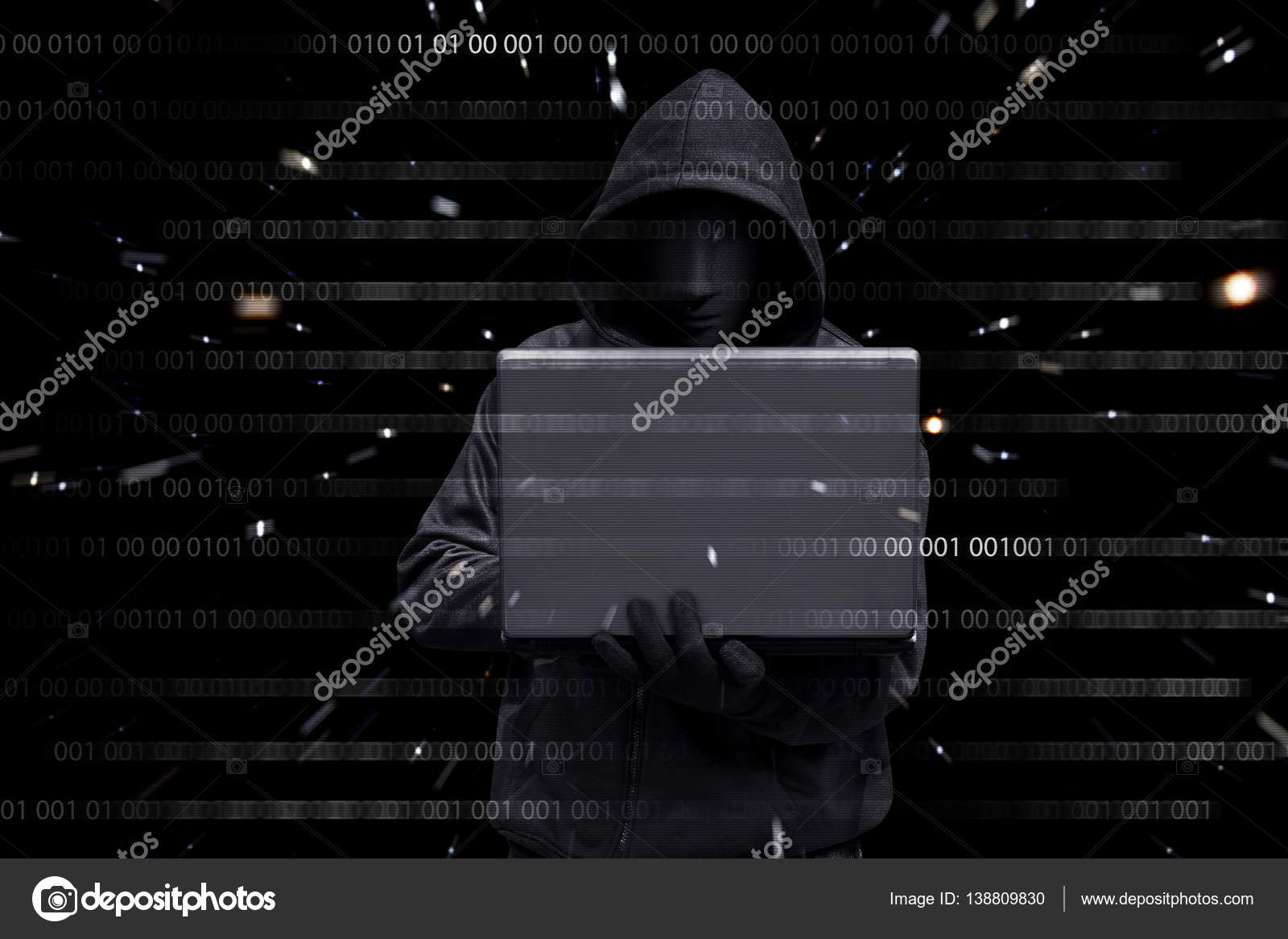 Hacker holding laptop — Stock Photo © leolintang #138809830