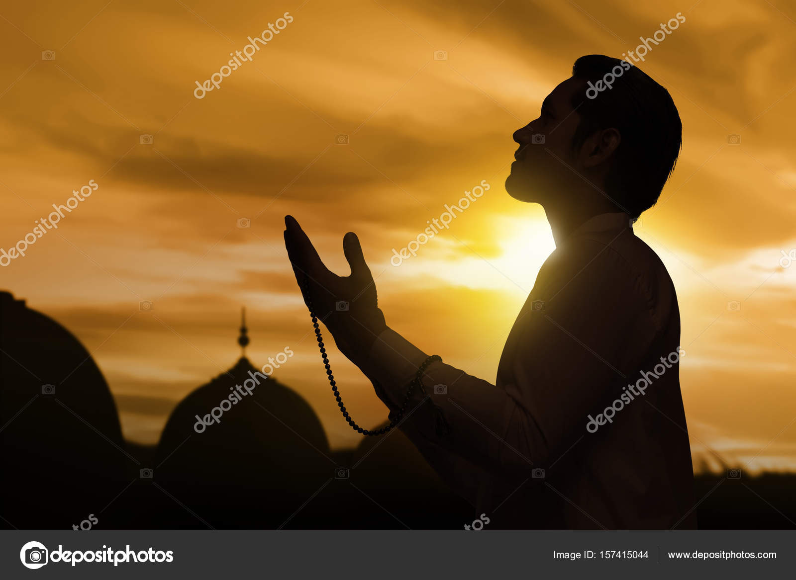 Muslim Man Praying Silhouette Muslim Man Praying Silhouette