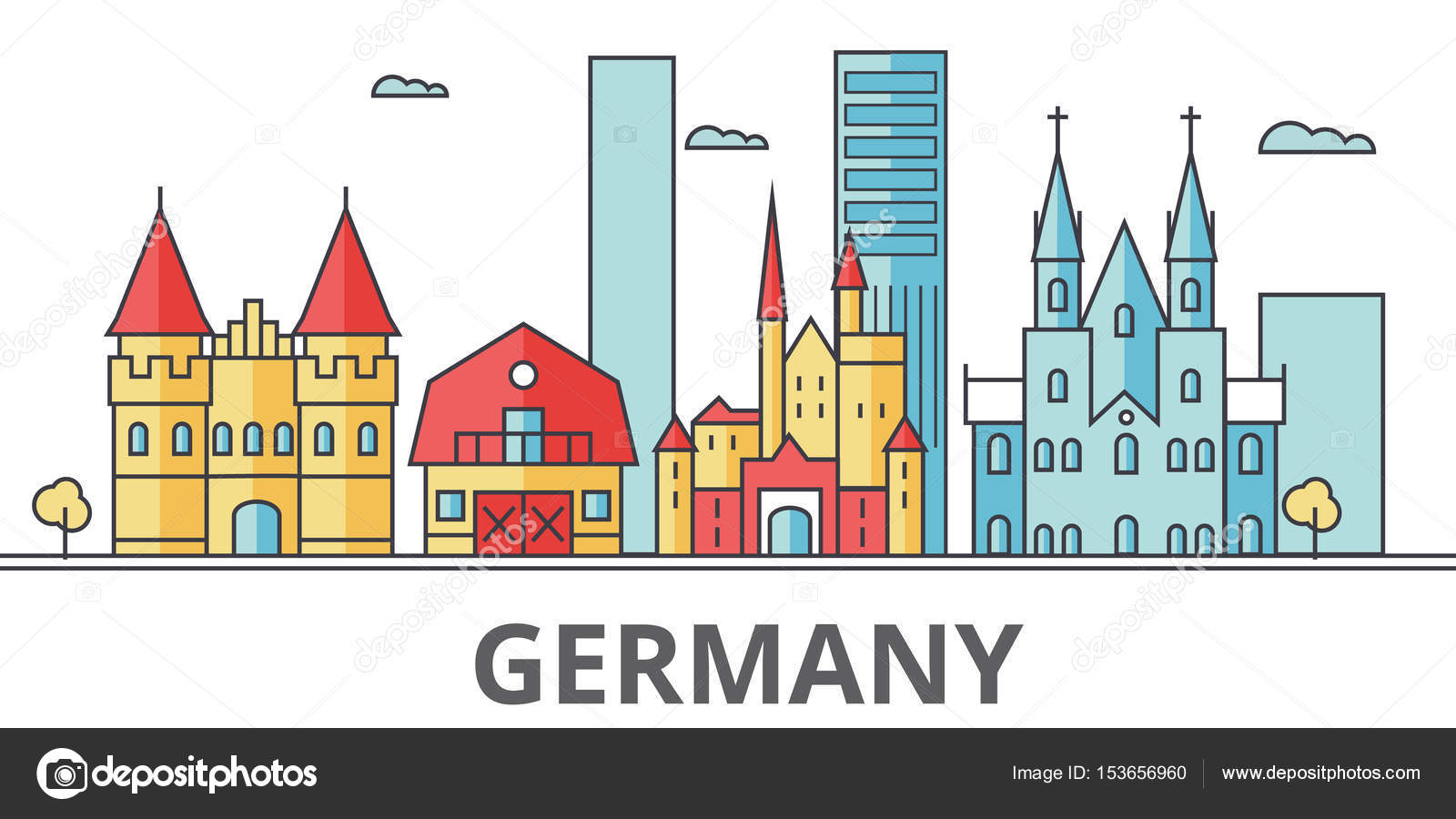 Germany city skyline. — Stock Vector © iconsgraph #153656960