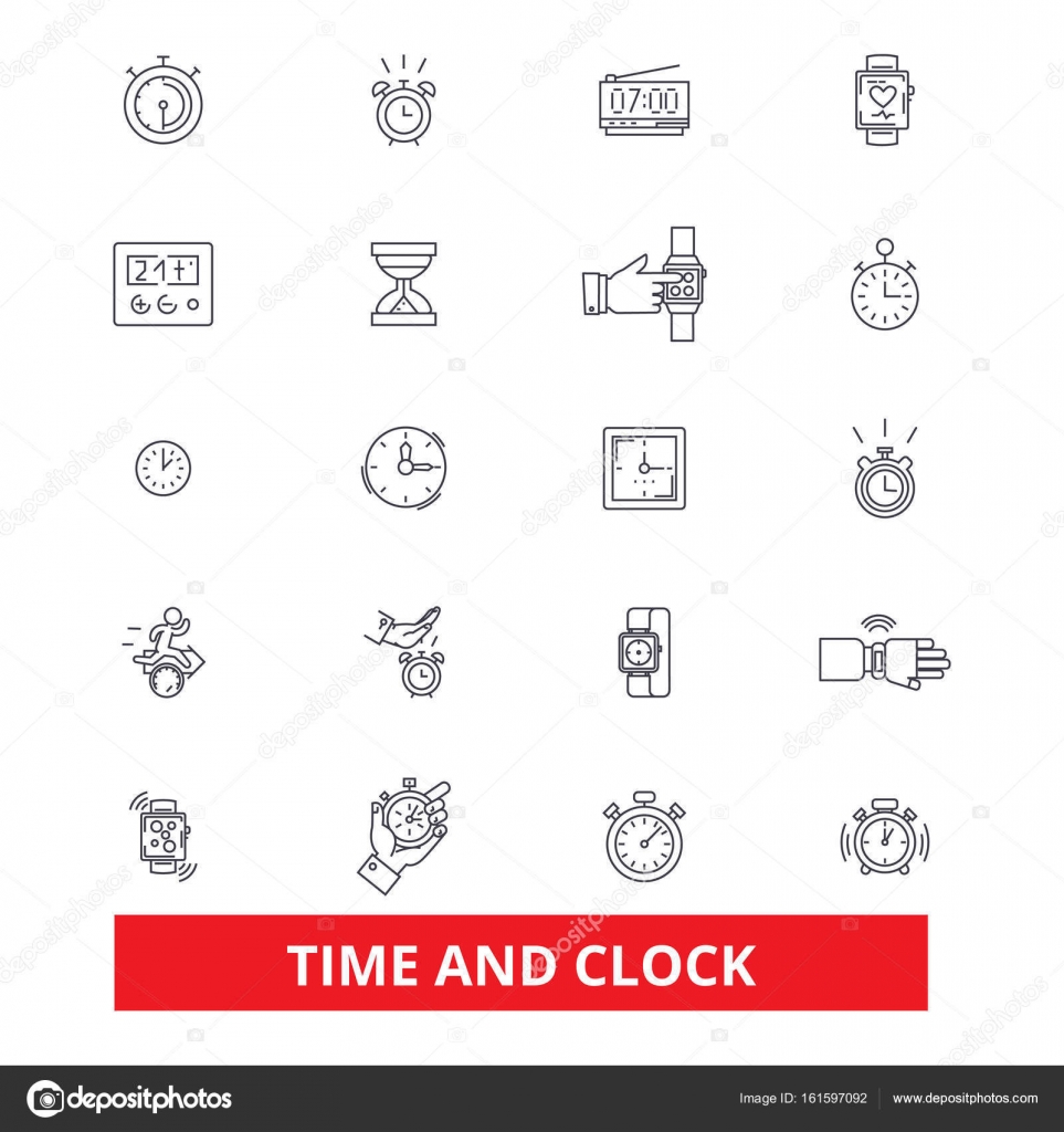 Time, clock, punch, management, watch,calendar, deadline line icons ...