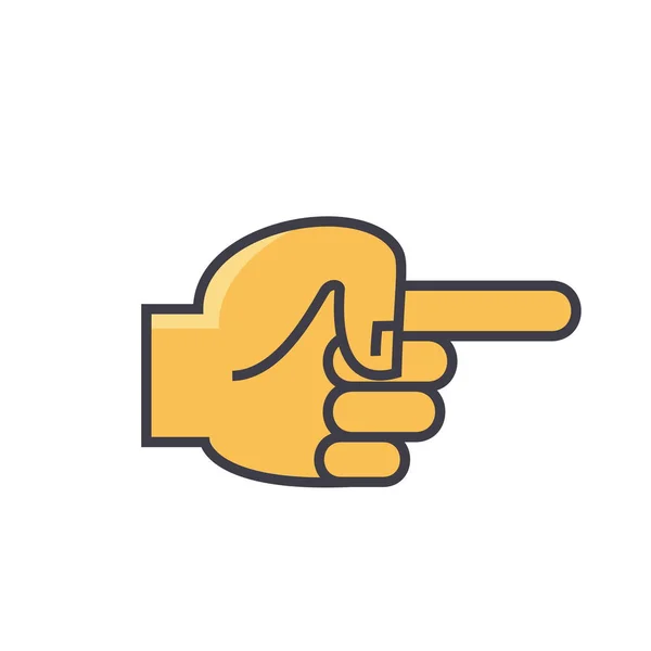 Hand pointing finger front icon, vector illustration, black sign on ...