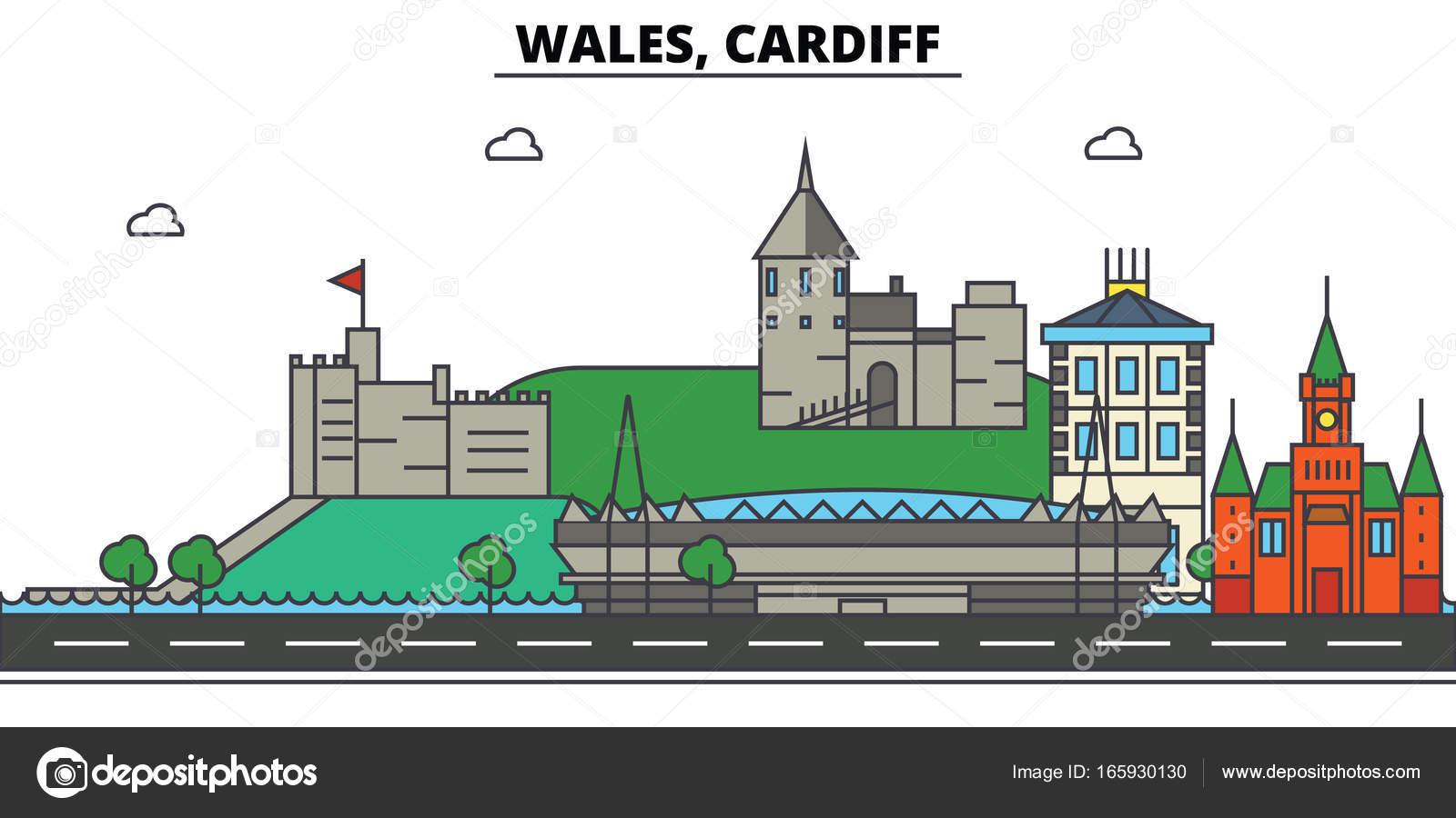 Wales, Cardiff. City skyline: architecture, buildings, streets ...