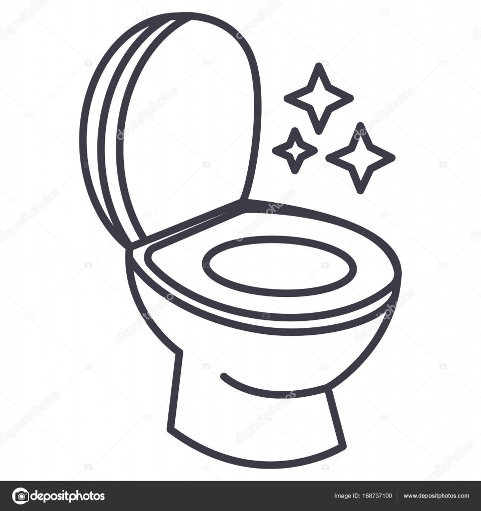 Toilet clean, cleaning service vector line icon, sign, illustration on ...