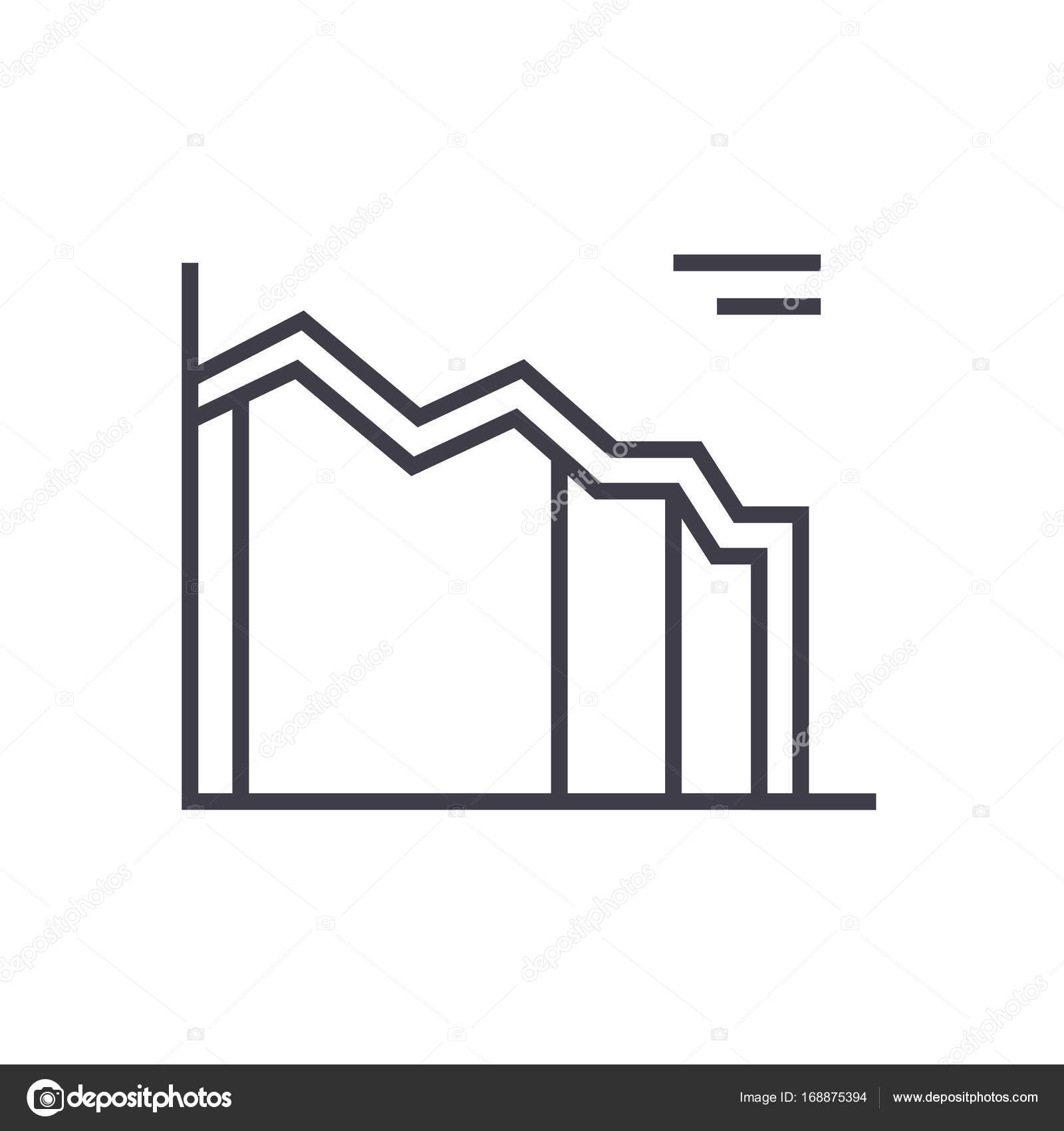High area chart vector line icon, sign, illustration on background ...