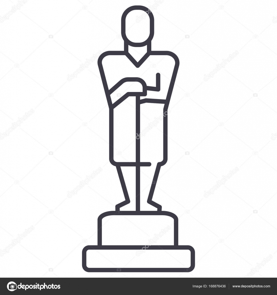 Oscar,trophy vector line icon, sign, illustration on background ...