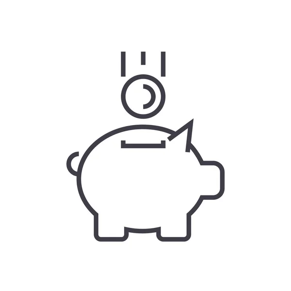 Piggy Bank Line Vector Icons Signs Bank Savings Coin Container Stock ...