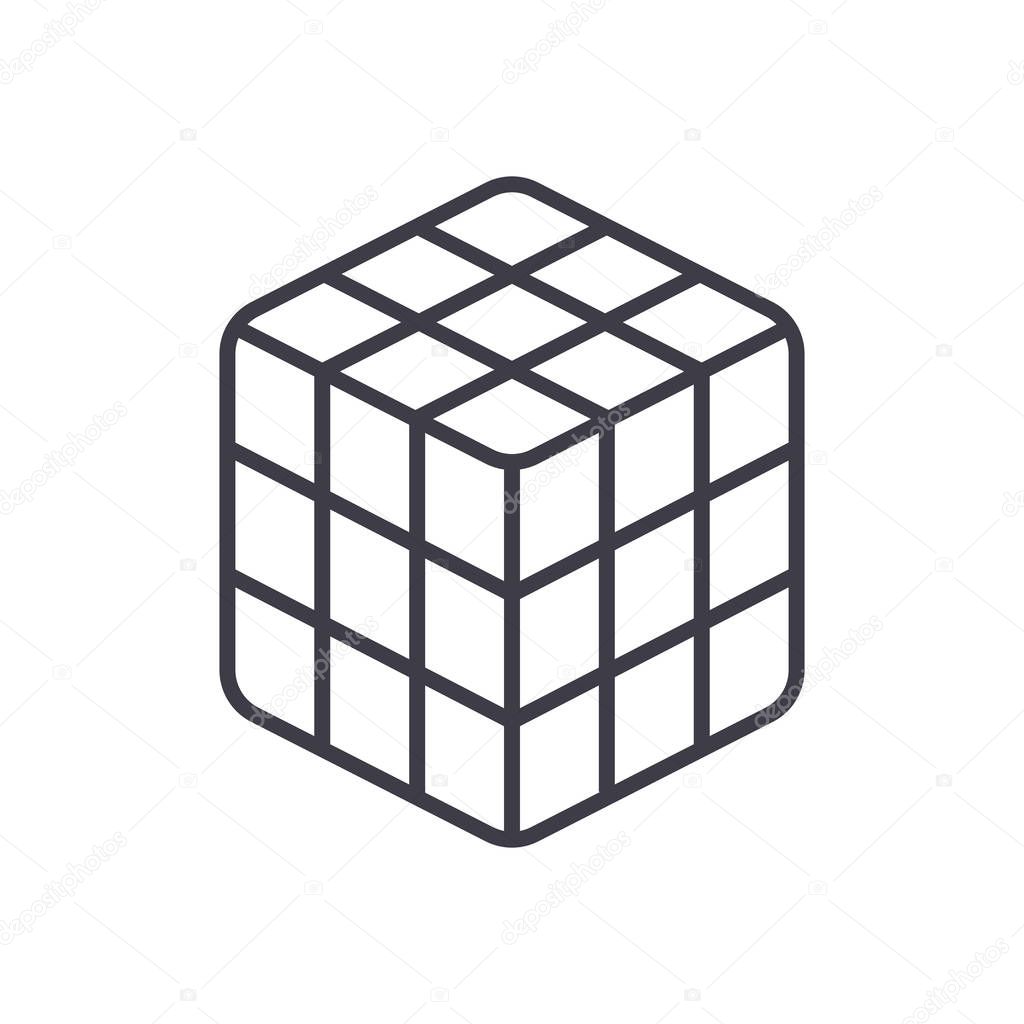 Rubik cube vector line icon, sign, illustration on background, editable ... Rubik cube vector line icon, sign, illustration on background, editable ...