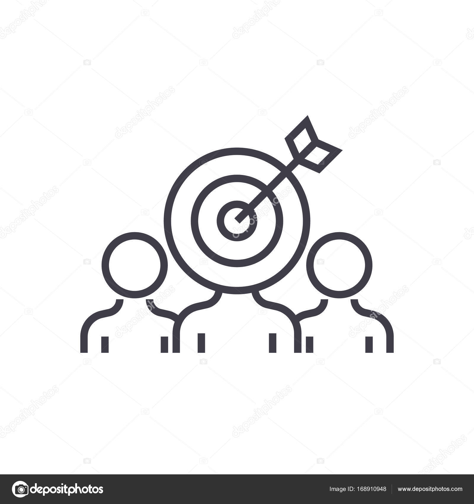 Marketing audience engagement vector line icon, sign, illustration on ...