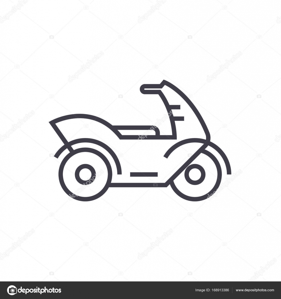 Motorcycle,motorbike vector line icon, sign, illustration on background ...