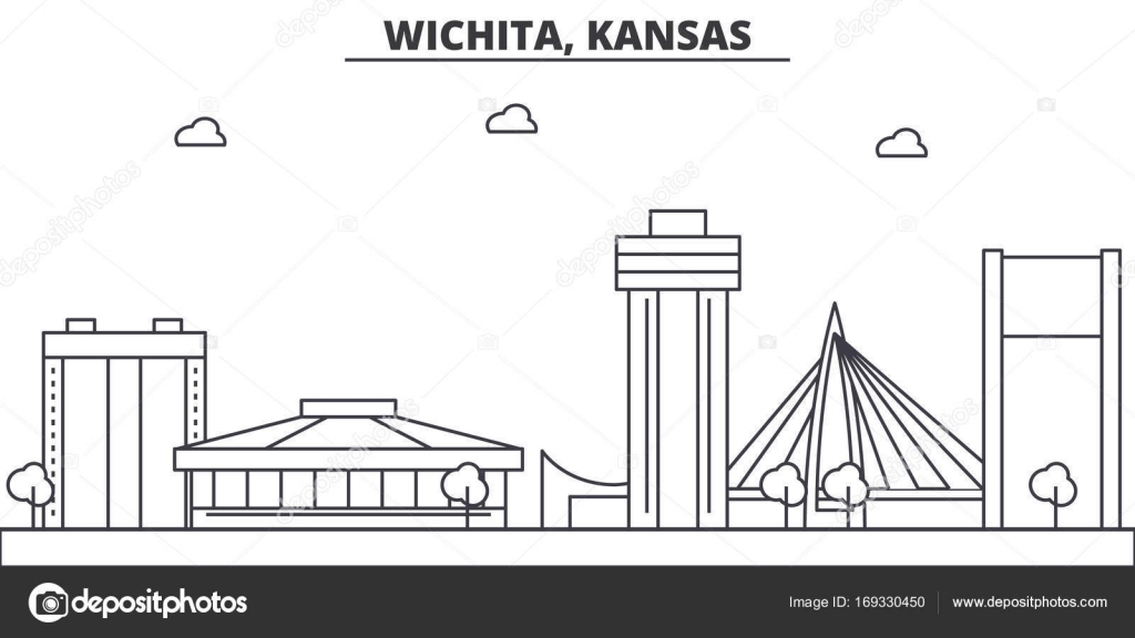 Kansas, Wichita architecture line skyline illustration. Linear vector ...
