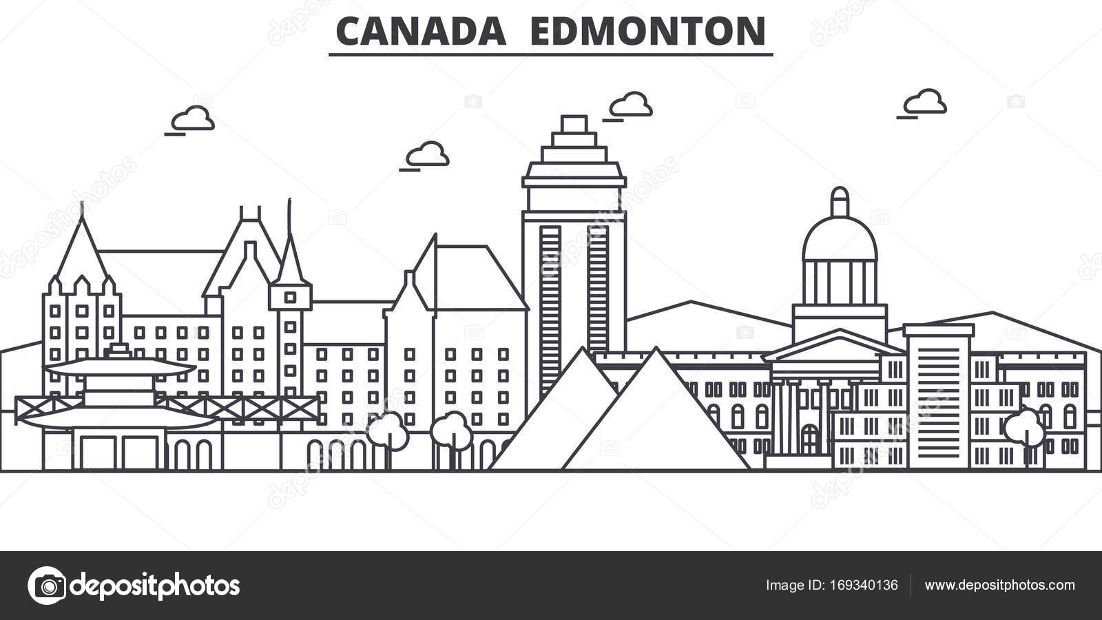 Canada, Edmonton architecture line skyline illustration. Linear vector ...
