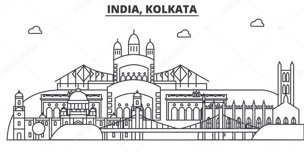 India, Kolkata architecture line skyline illustration. Linear vector ...